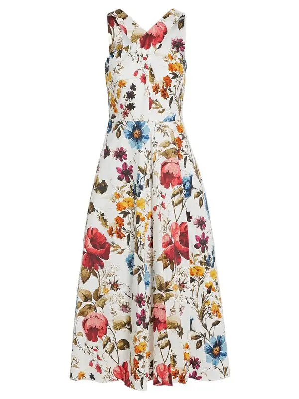MIKAEL AGHAL Floral-print Cotton-blend Midi Dress - White