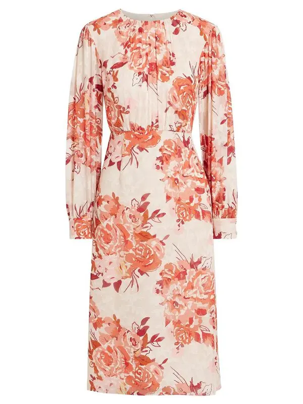 MIKAEL AGHAL Floral-print Fil Coupé Chiffon Midi Dress - Coral