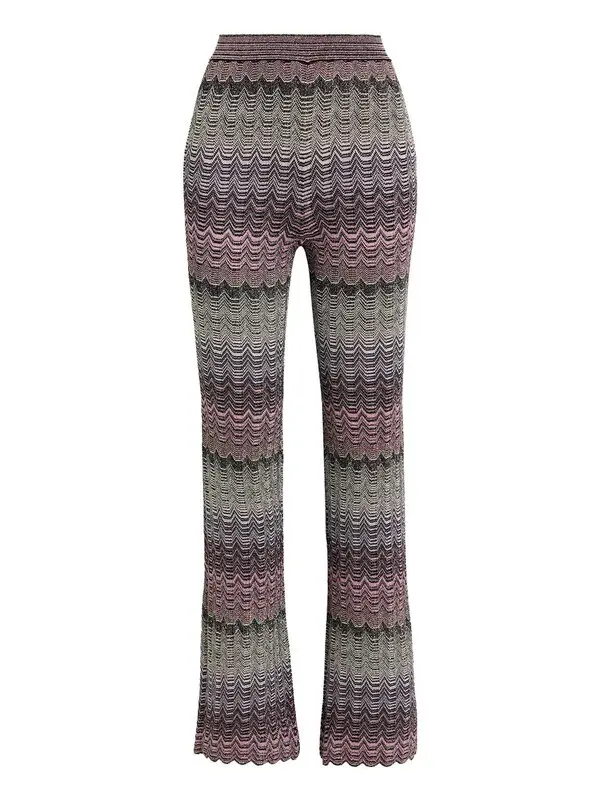 Missoni Metallic Crochet-knit Flared Pants - Baby Pink