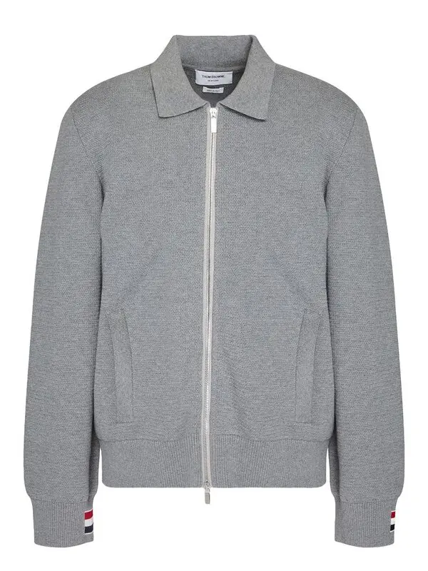 Thom Browne Jacquard-knit Cotton Jacket - Gray