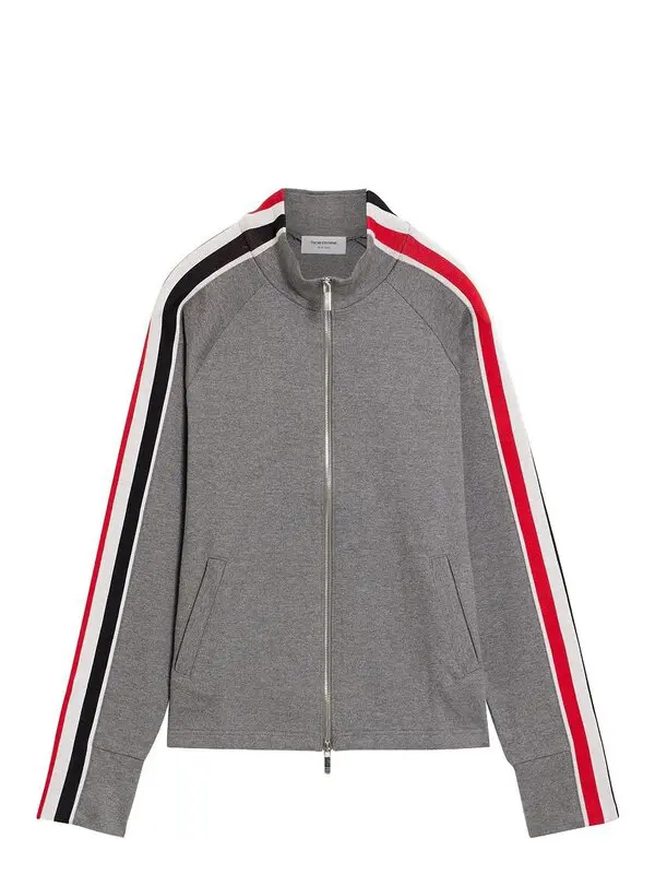Thom Browne Striped Cotton-jersey Track Jacket - Gray