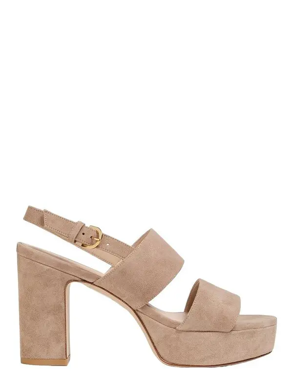 STUART WEITZMAN Ono Suede Slingback Platform Sandals - Beige