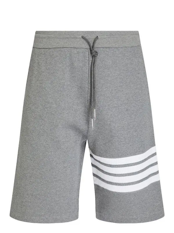 Thom Browne Striped Cotton Waffle-knit Shorts - Gray