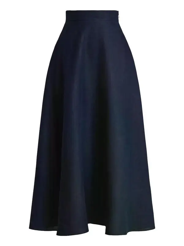 Ralph Lauren Linen Midi Skirt - Blue