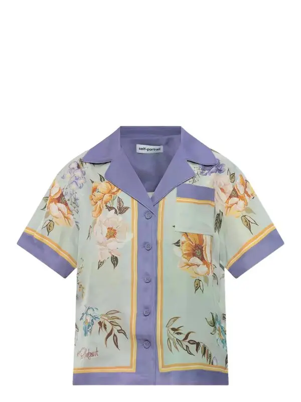 SELF-PORTRAIT Floral-print Shirt - Blue
