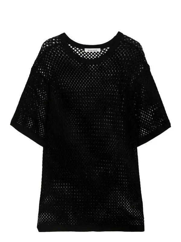 Wood Wood Round-neck Knit T-shirt - Black