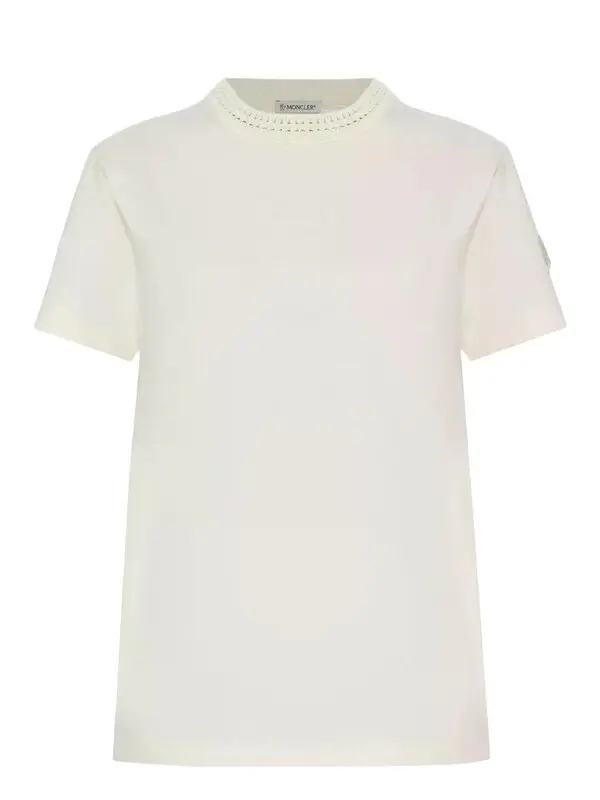 Moncler Crochet-detail Cotton T-shirt - White
