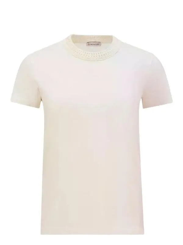 Moncler Crochet-detail Cotton T-shirt - White