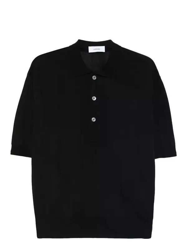LARDINI Knitted Polo Shirt - Black