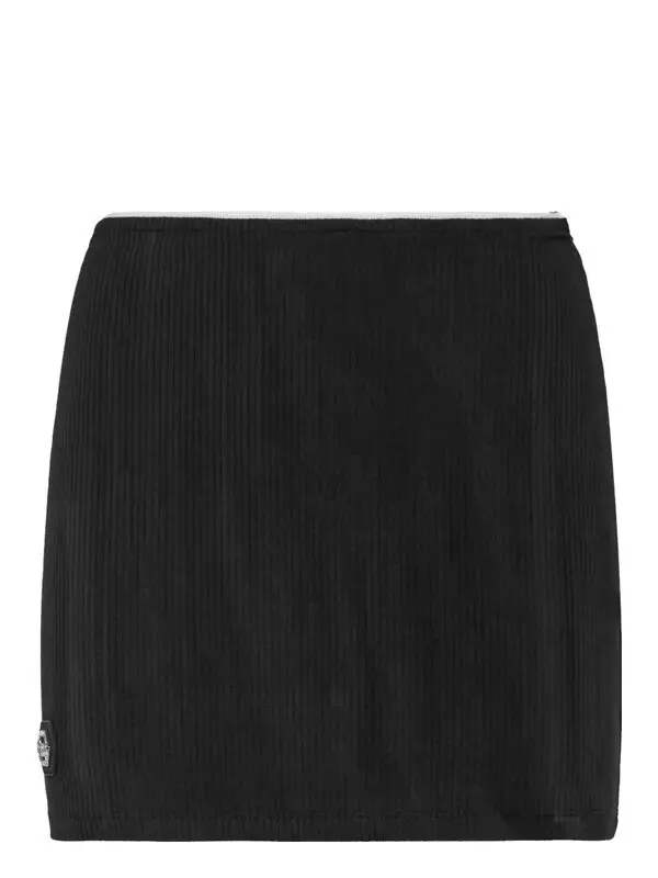 Philipp Plein Mini Ribbed Skirt - Black