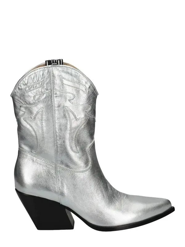 Elena Iachi 70mm Metallic Leather Cowboy Boots - Silver
