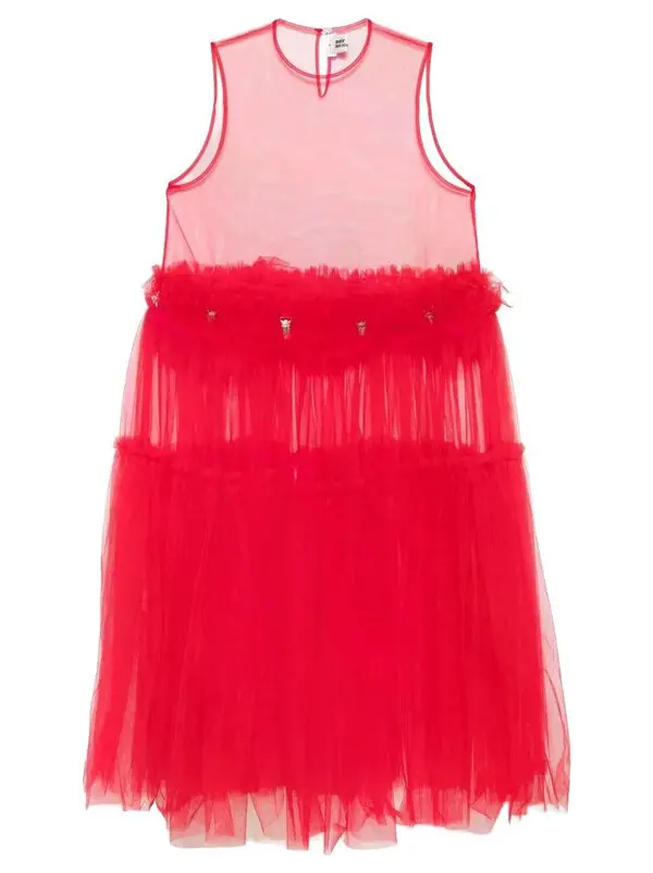 Noir Kei Ninomiya Tulle Midi Dress - Red