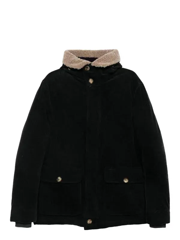 Brunello Cucinelli Corduroy Single Breasted Coat - Black