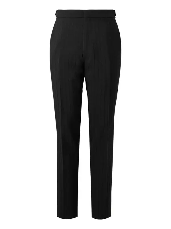 TOM FORD Striped Mohair And Wool-blend Trousers - Black