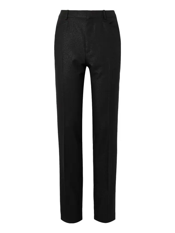TOM FORD Straight-leg Prince Of Wales Checked Wool-blend Suit Trousers - Black