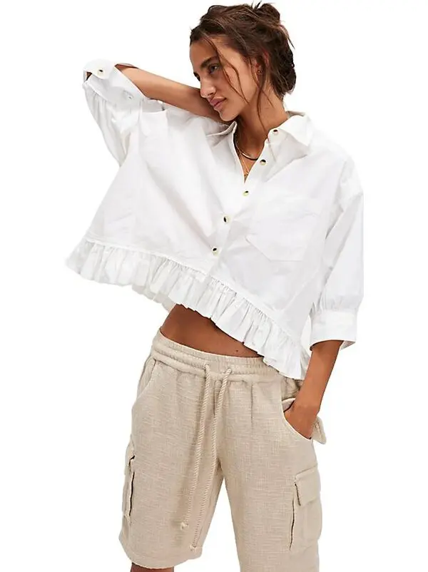 Free People We The Free Bailey Solid Shirt - Clean Ivory