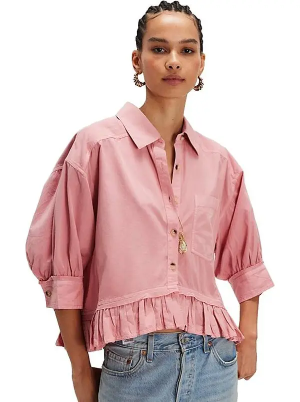 Free People We The Free Bailey Solid Shirt - Mauve Blossom