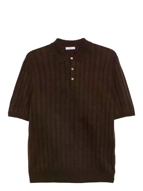 Boglioli Knitted Polo Shirt - Brown
