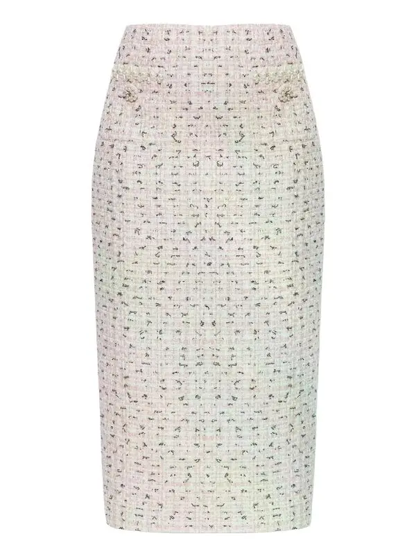 SELF-PORTRAIT Tweed Straight Skirt - Pink