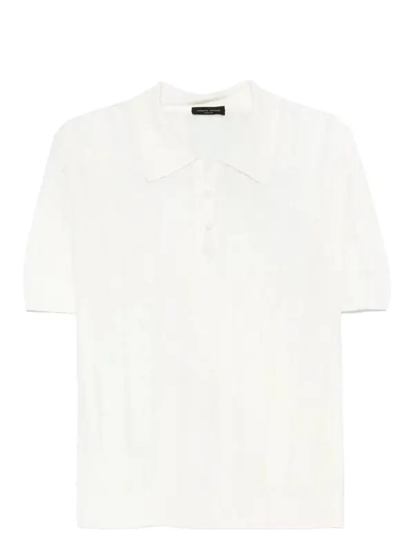 ROBERTO COLLINA Striped Polo Shirt - White
