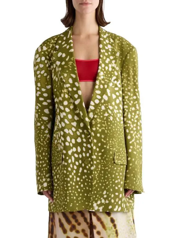 Dries Van Noten Basti Orchid Spots Blazer - Khaki
