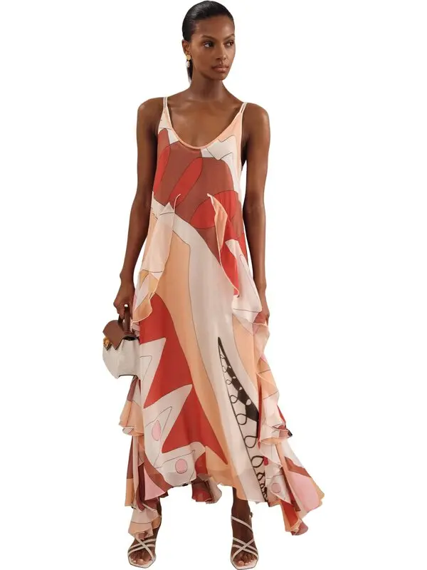 REISS Sasha Petite Printed Maxi Dress - Cream/red
