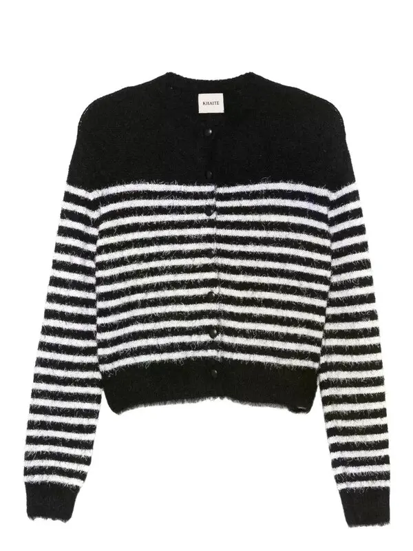 Khaite Jules Striped Cardigan - Black