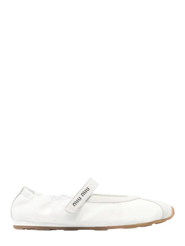 Miu Miu Suede-paneled Ballet Flats - White