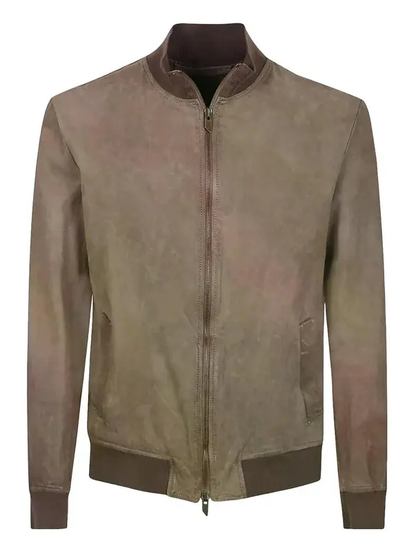SALVATORE SANTORO Suede Bomber Jacket - Brown