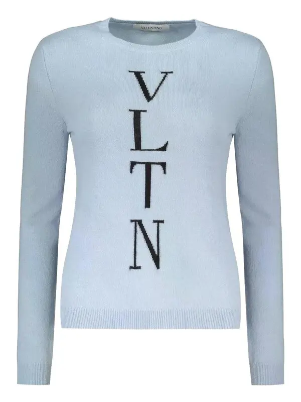 Valentino Garavani Intarsia-knit Logo Jumper - Blue