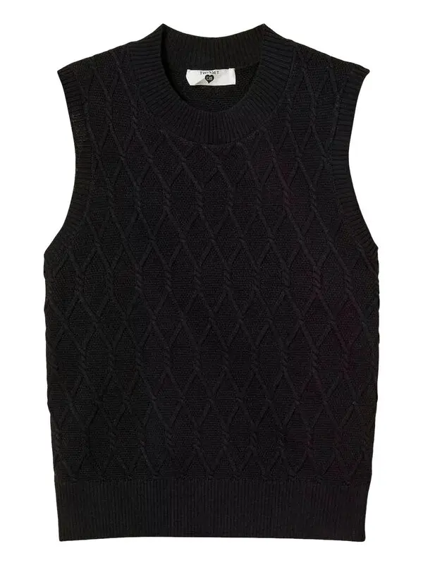 TWINSET Lozenge-pattern Tank Top - Black