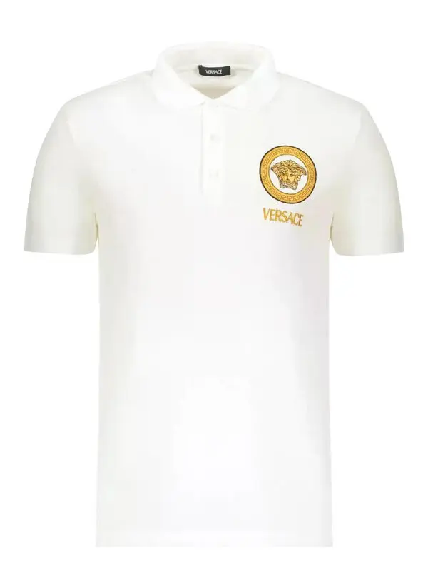 Versace Logo-embroidered Polo Shirt - White