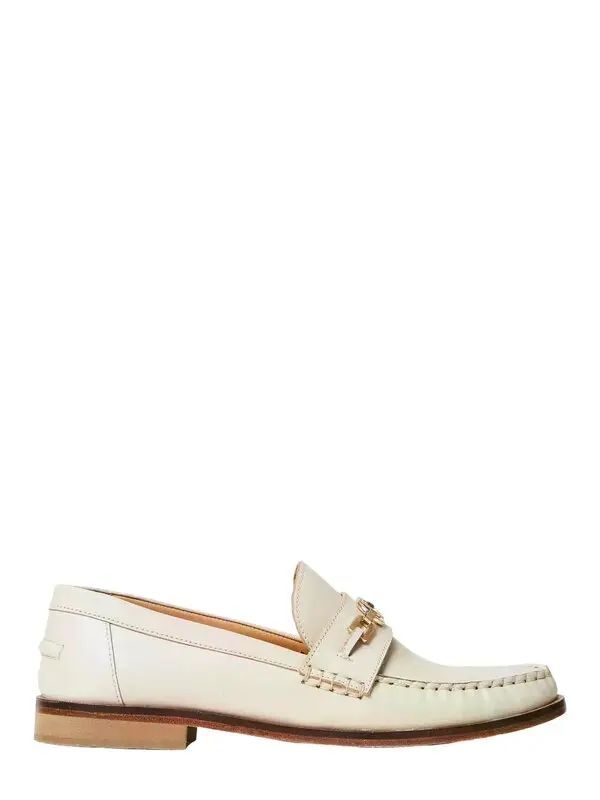 TWINSET Oval T Leather Loafers - White