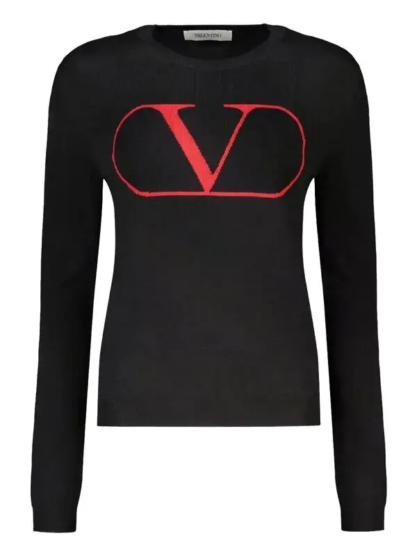 Valentino Garavani Intarsia-knit Logo Jumper - Black