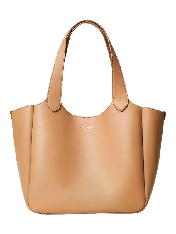 TWINSET Leather Tote Bag - Neutrals