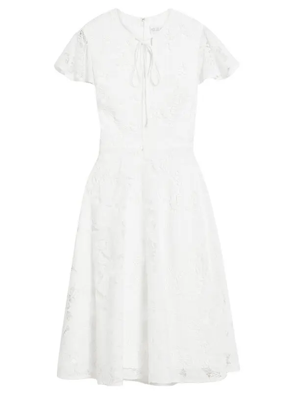 MIKAEL AGHAL Guipure Lace Midi Dress - White