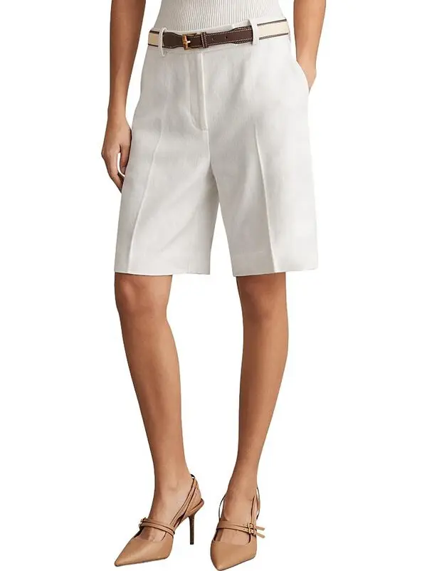 REISS Bermuda Belted Shorts - White