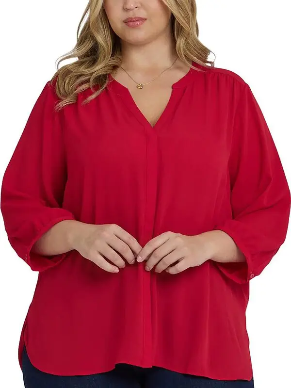 NYDJ Pintuck Blouse - Carnelian