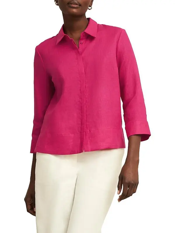 HOBBS LONDON Nita Linen Shirt - Zinnia Pink