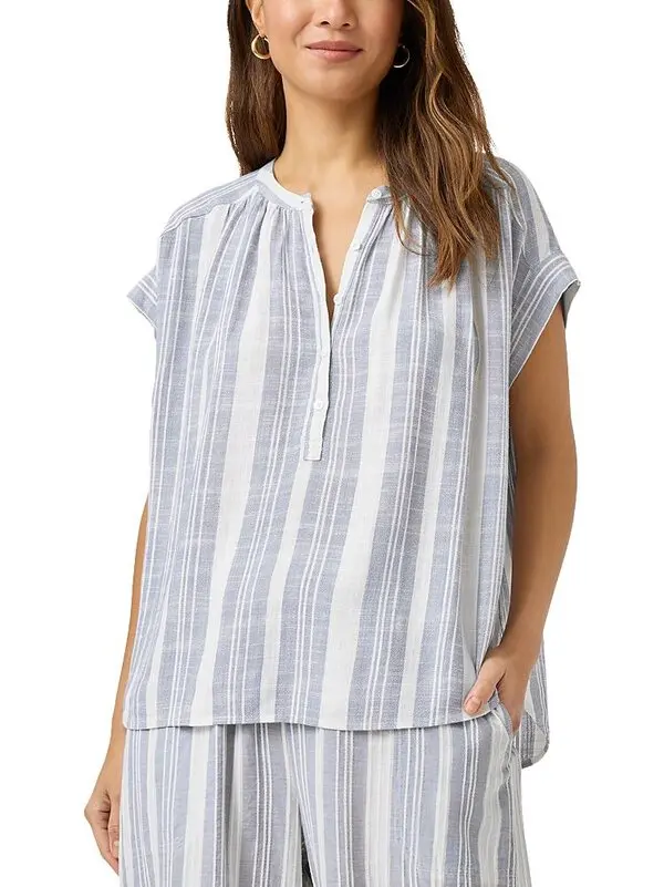 Splendid Raegan Stripe Blouse - White/seaport