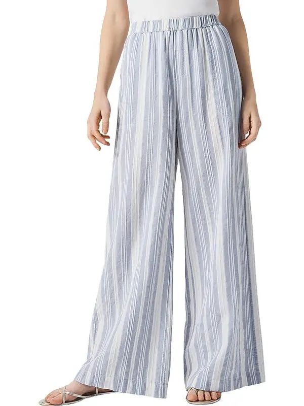 Splendid Raegan Stripe Wide-leg Pants - White/seaport