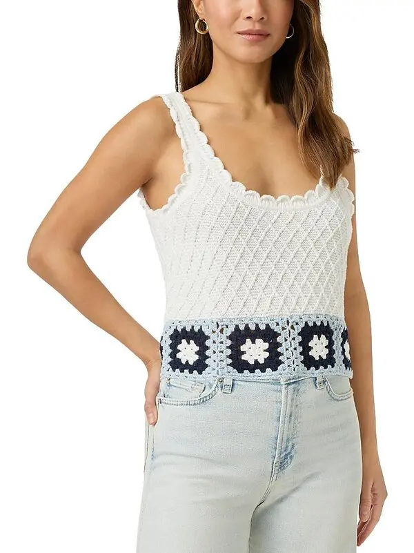 Splendid Sonia Crochet Sweater Tank - White
