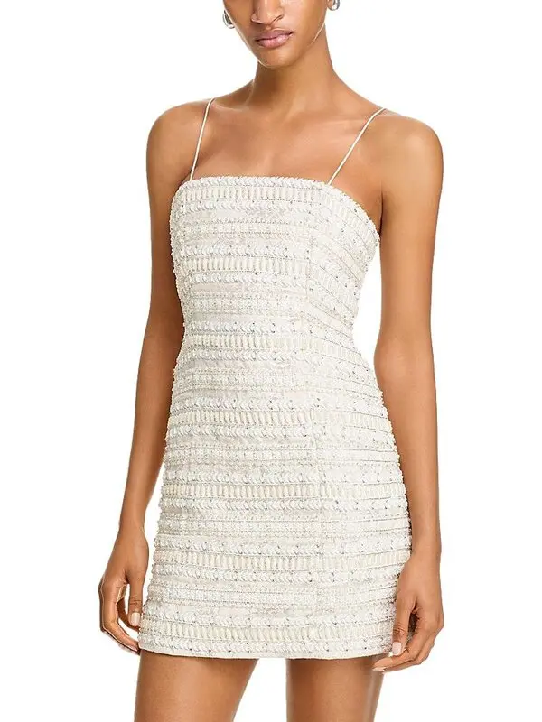 Alice + Olivia Violet Embellished Mini Dress - Off White