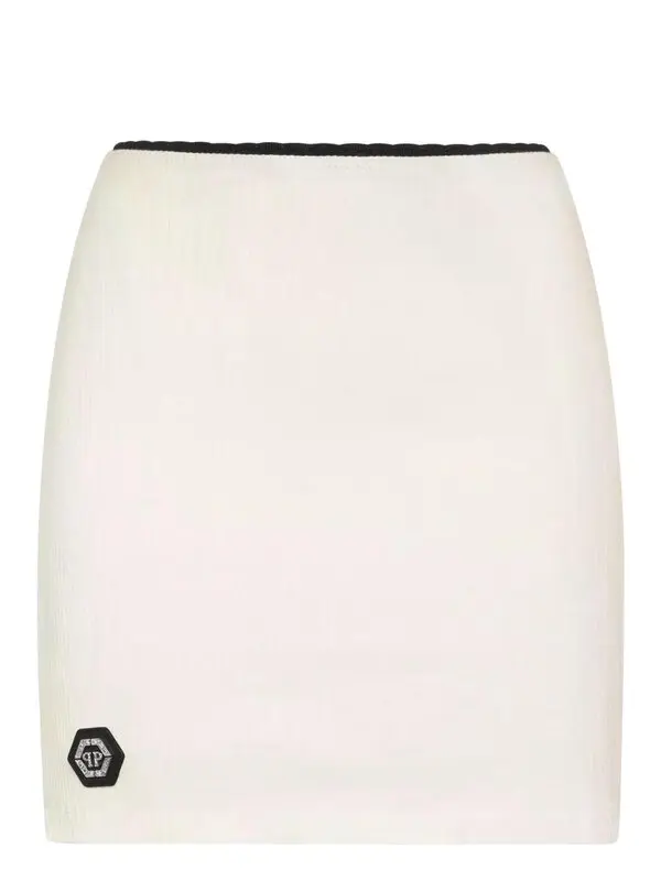 Philipp Plein Ribbed Mini Skirt - White