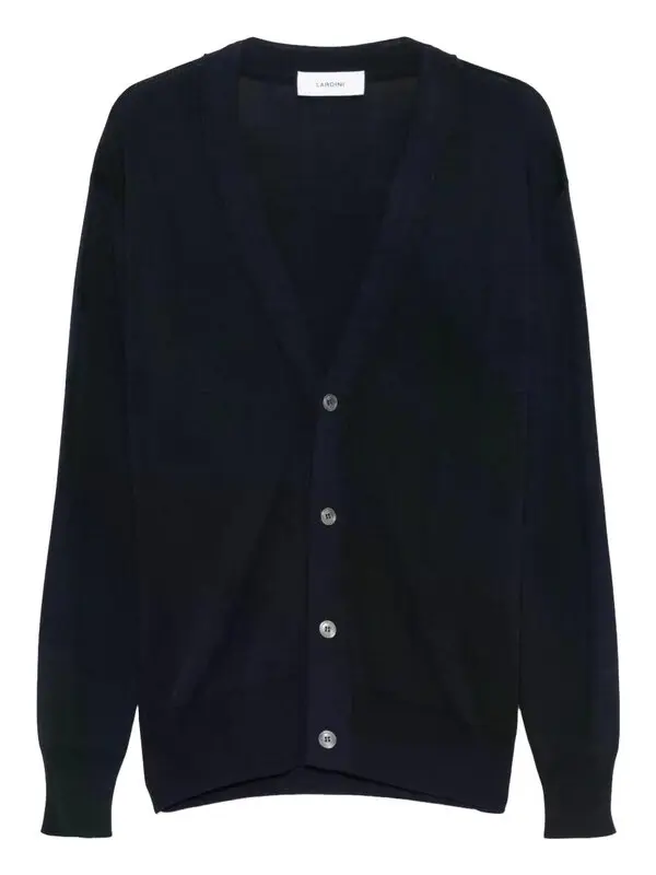 LARDINI Fine-ribbed Cardigan - Blue