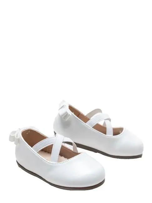 TULLEEN Charmed Cross Banded Ribbon Flats - White