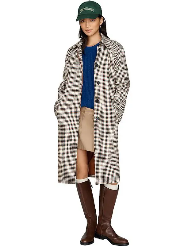 Avec Les Filles Long Trench Coat - Plaid