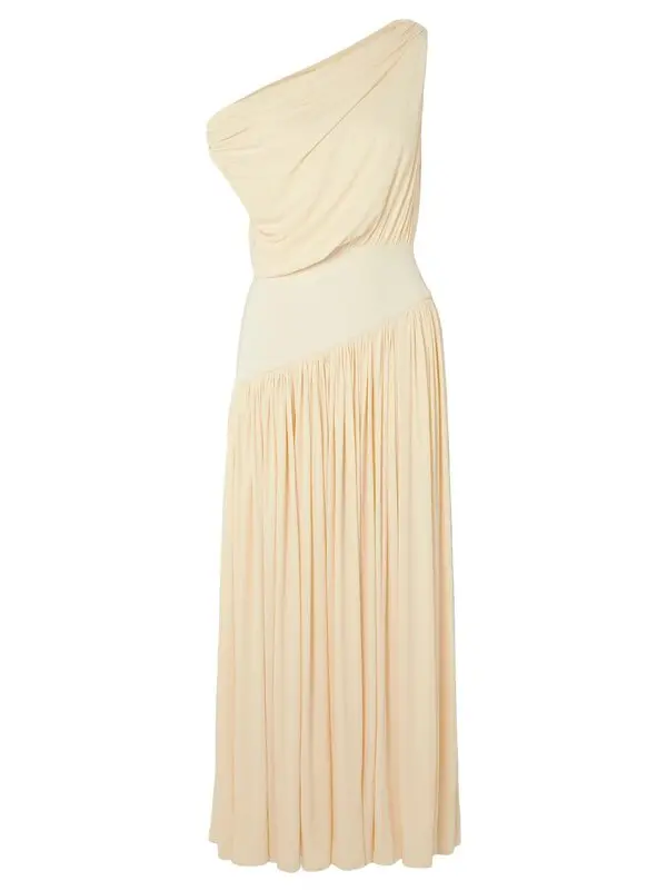 ABADIA Gwen One-shoulder Maxi Dress - Neutrals