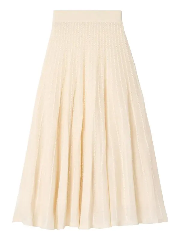 Khaite Dawn Pointelle-knit Midi Skirt - Neutrals