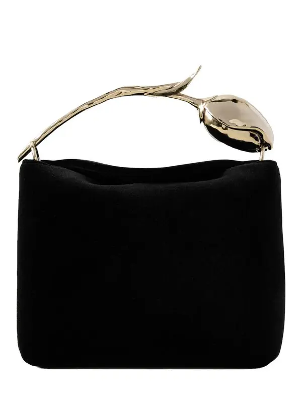Erdem Bloom Mini Velvet Clutch - Black